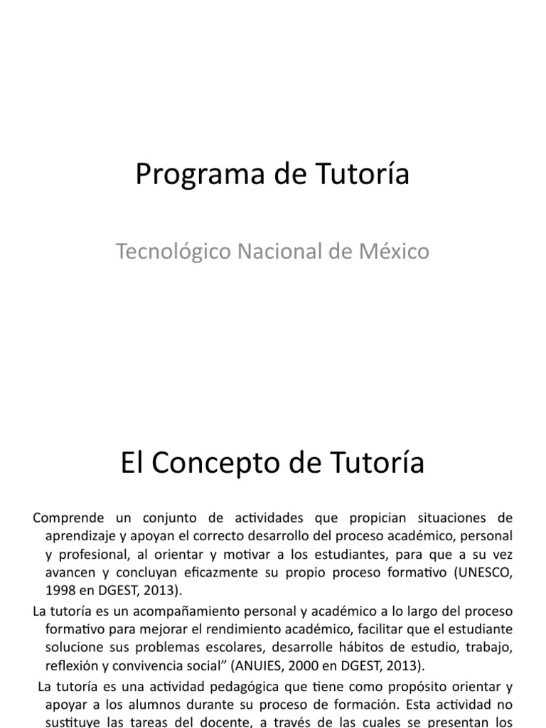 Programa de Tutoría en el Tecnológico Nacional | PDF | Maestros ...