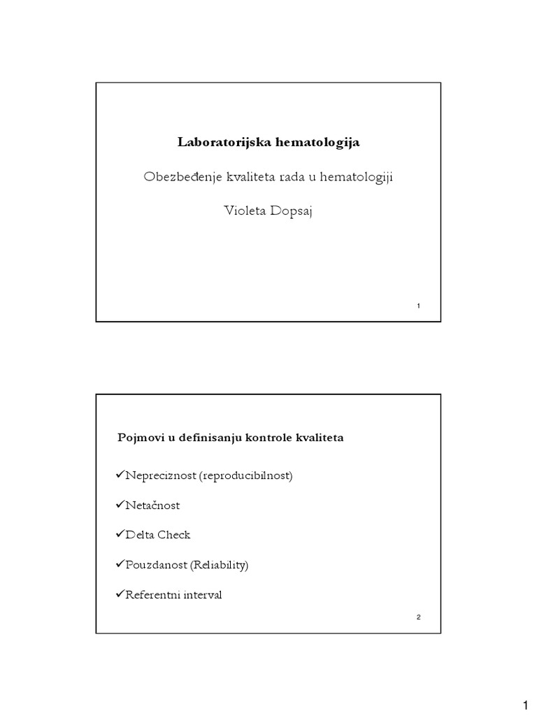 Kontrola Kvaliteta U Hematologiji | PDF