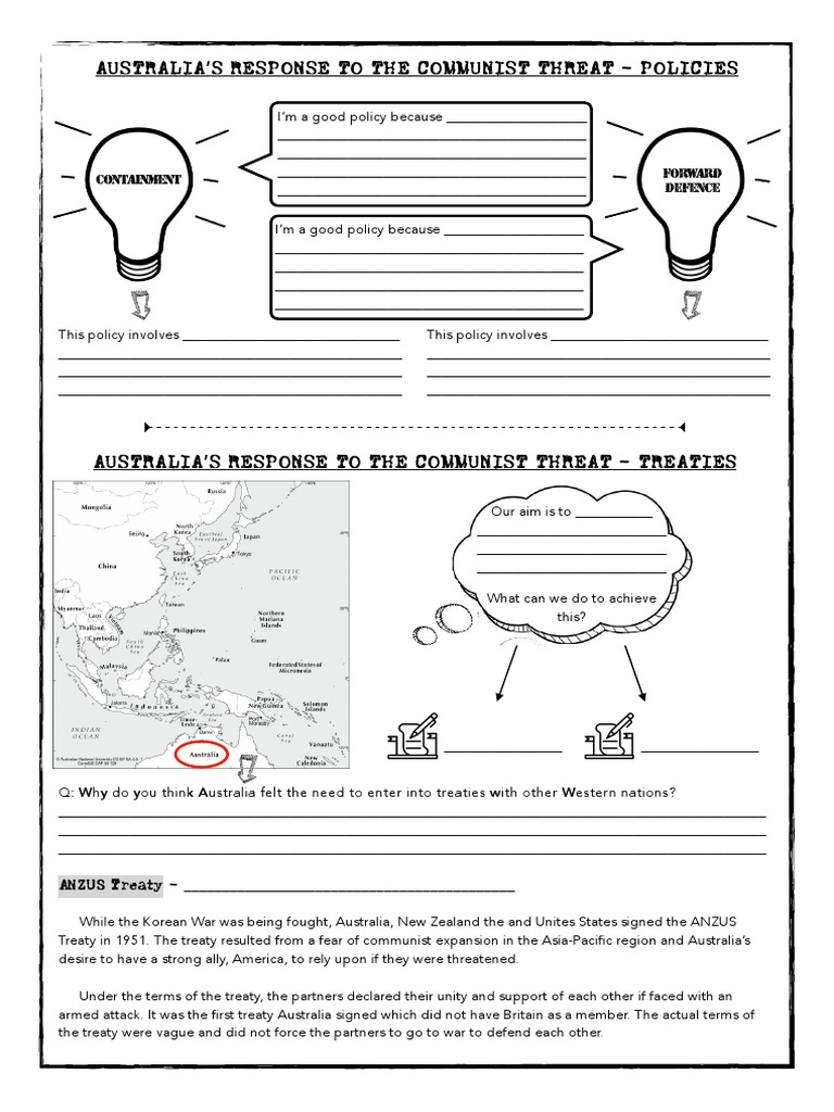 Australian Response To The Communist Threat Worksheet | PDF ...