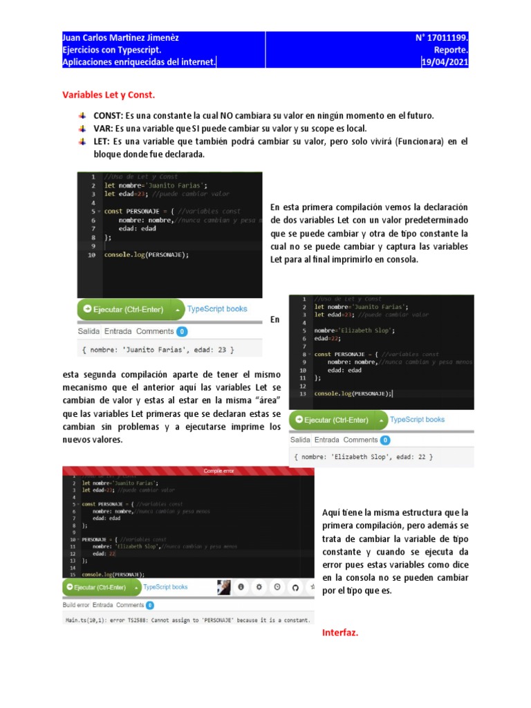 Ejercicios Con Typescript PDF | PDF | Compilador | Lenguaje de programación