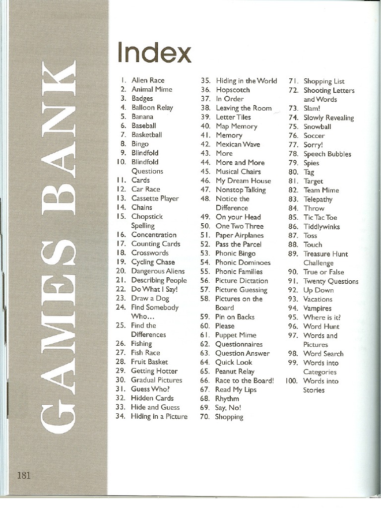 100 Games Teaching English | PDF
