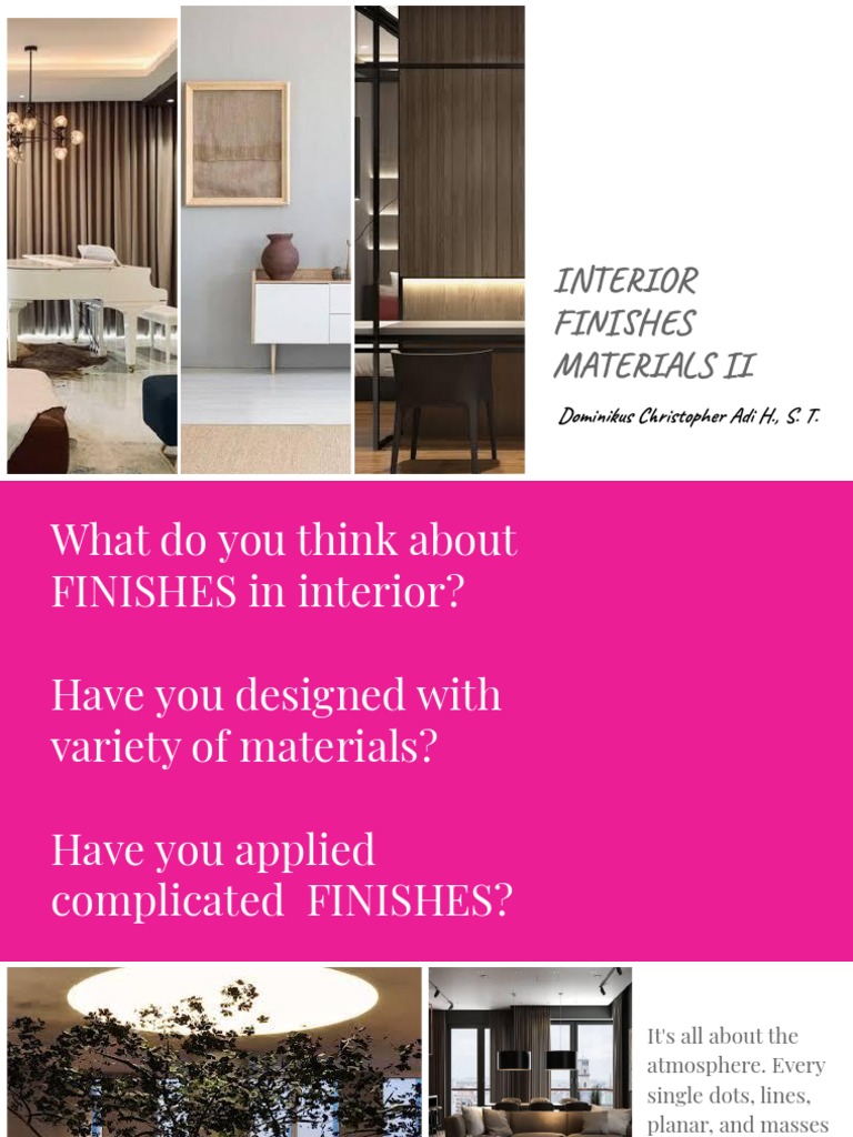 Interior Finishes Materials Ii: Dominikus Christopher Adi H., S. T | PDF | Flooring | Drywall