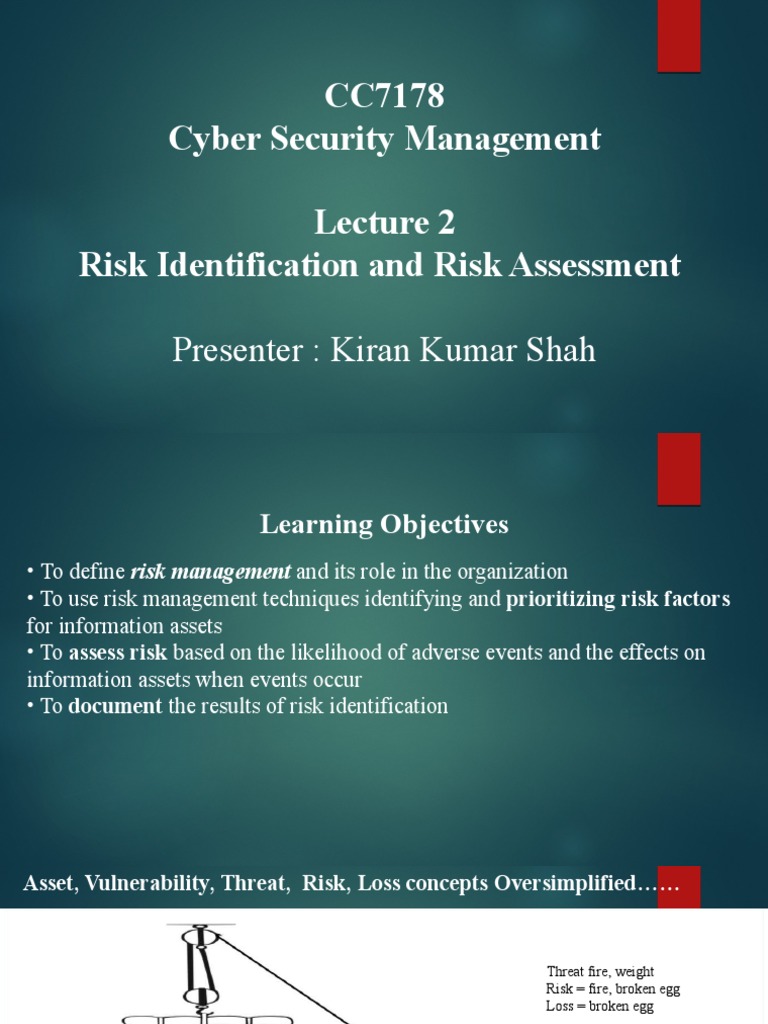 CC7178 Cyber Security Management Risk Identification and Risk ...