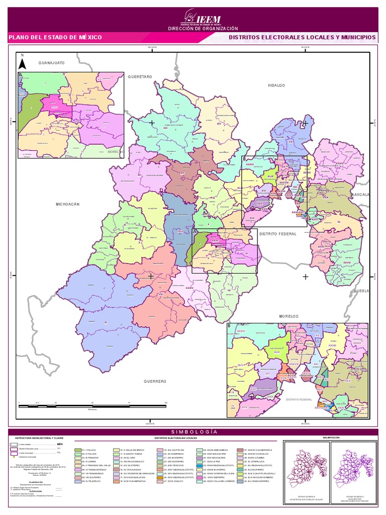 Plano Del Estado de México: Distritos Electorales Locales Y Municipios ...