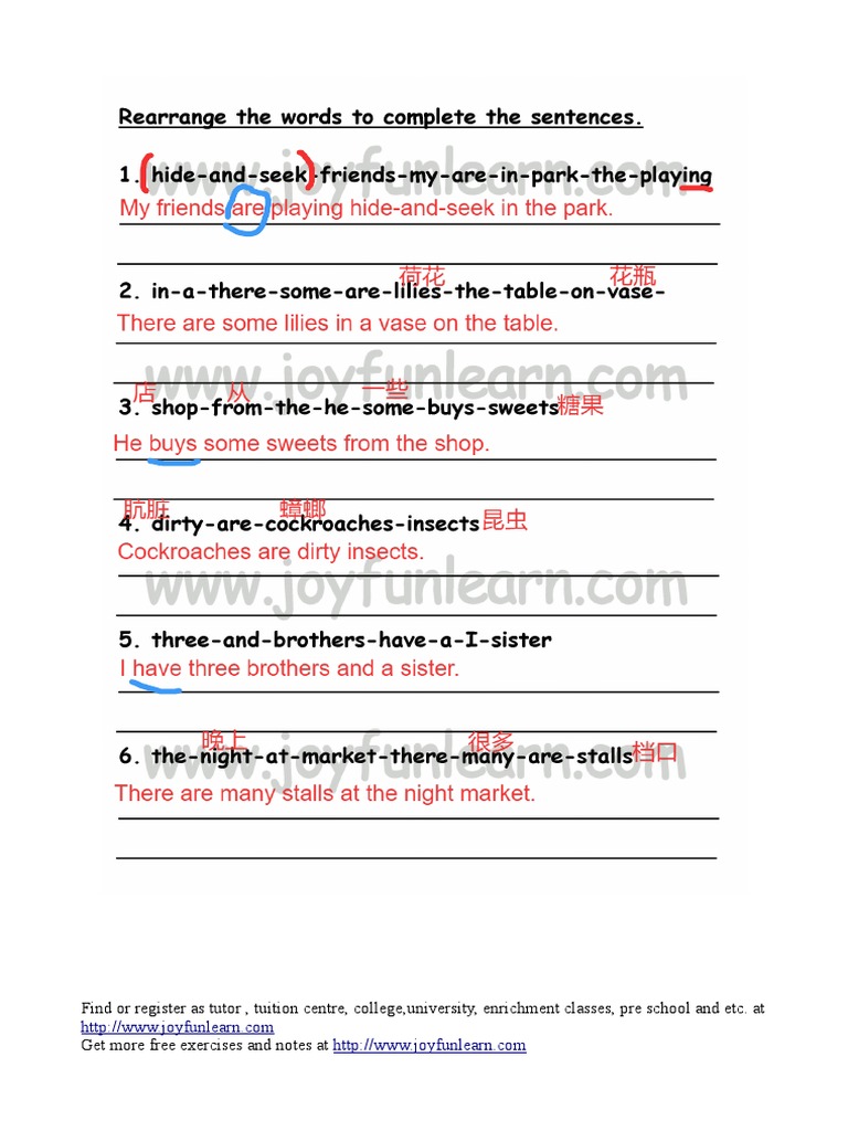 Rearrange The Sentence | PDF