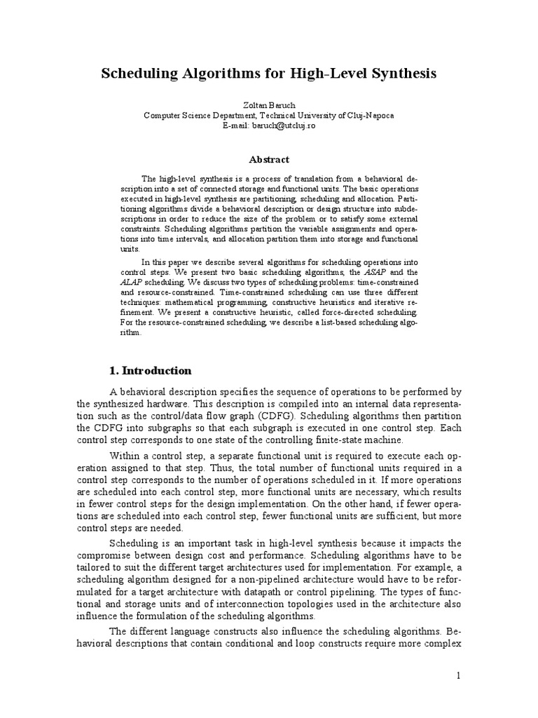 Scheduling Algorithms For High-Level Synthesis | PDF | Mathematical Optimization | Algorithms