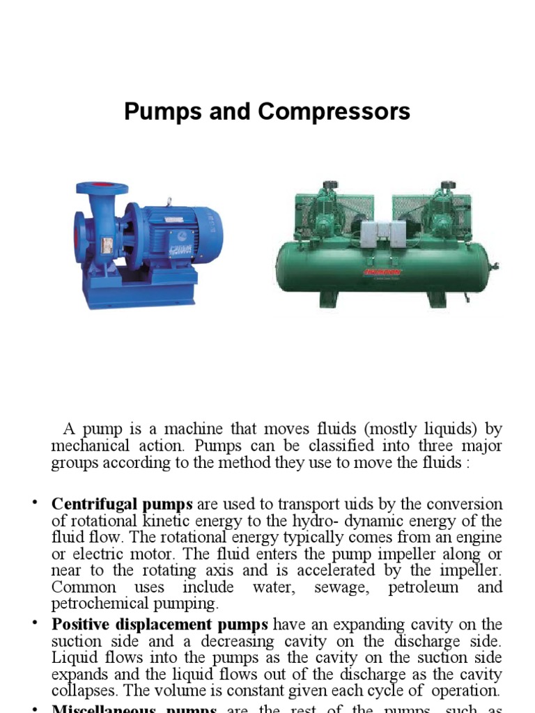 Pumps and Compressors | PDF | Pump | Pressure