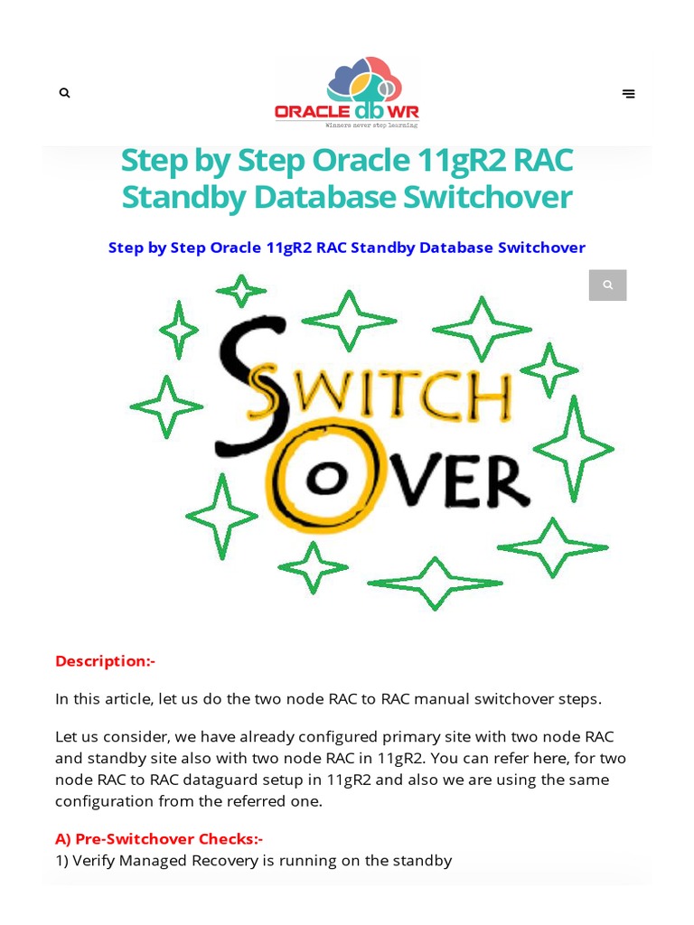Step by Step Oracle 11gR2 RAC Standby Database Switchover | PDF ...