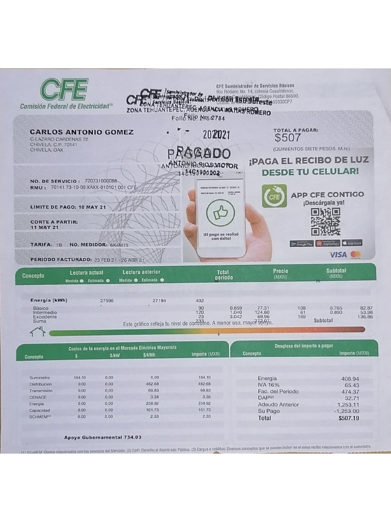 Recibo de CFE | PDF