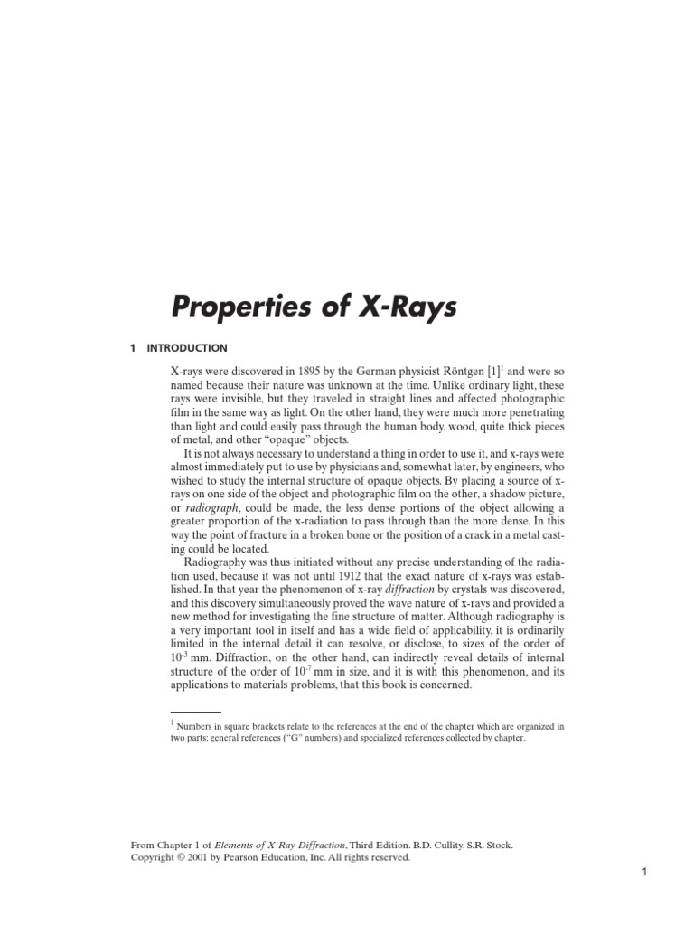 Properties of X-Rays: From Chapter 1 of Elements of X-Ray Diffraction ...