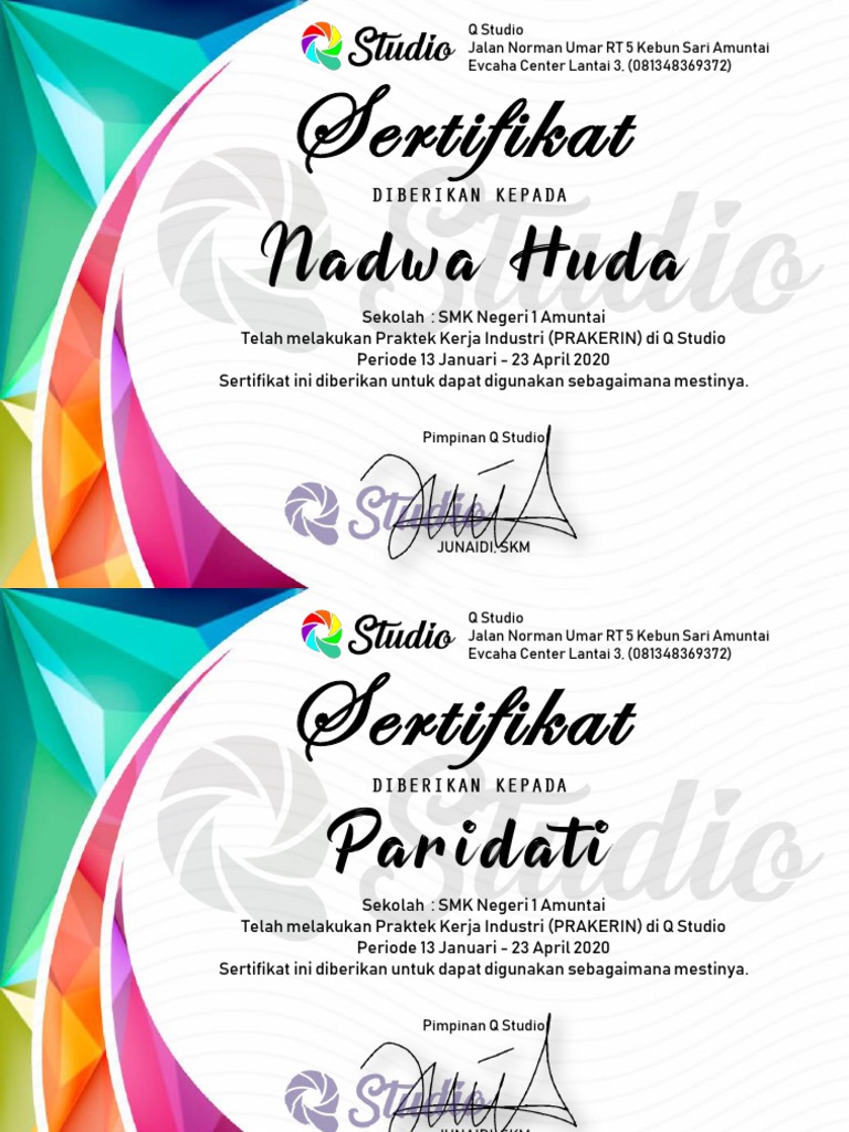Certificate Magang | PDF