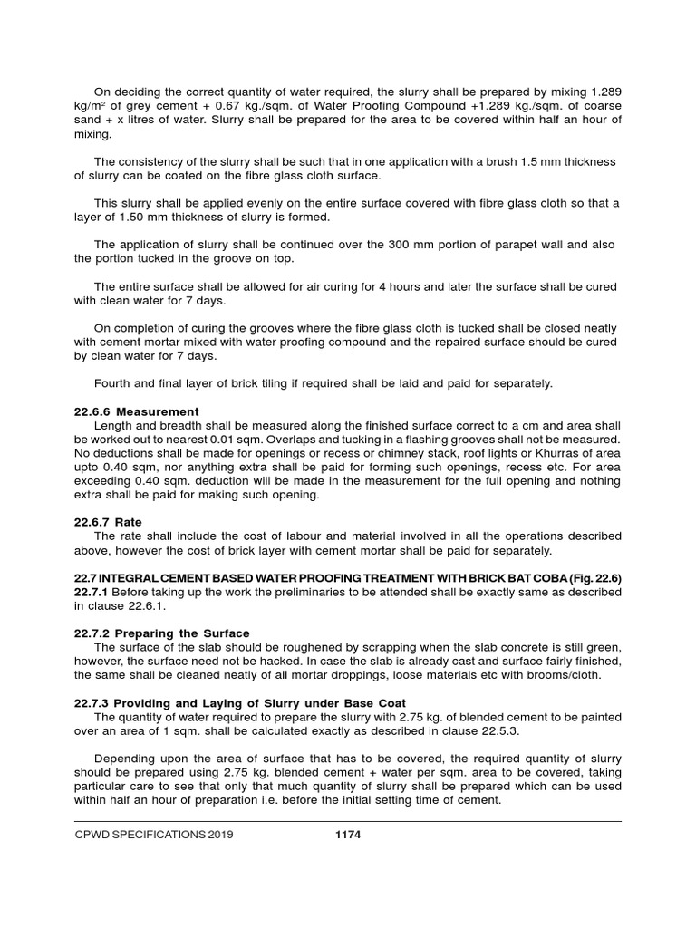 Brick Bat Coba Water Proofing Methodology As Per Cpwd Pdf Brick