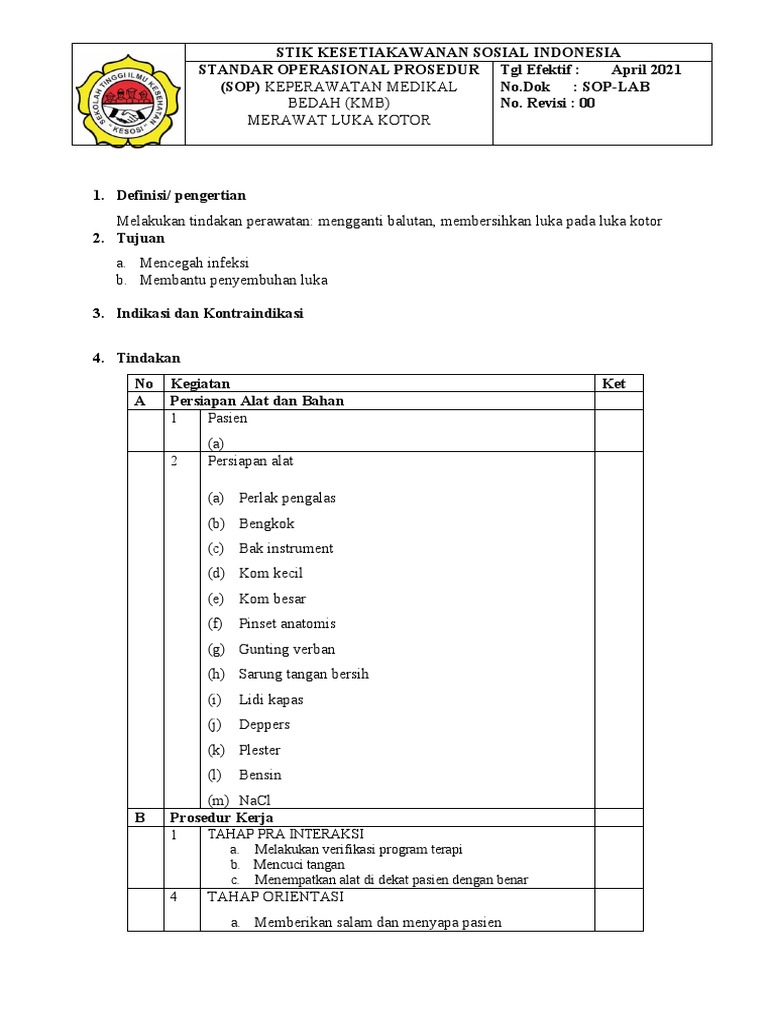 SOP KMB-merawat Luka Kotor | PDF