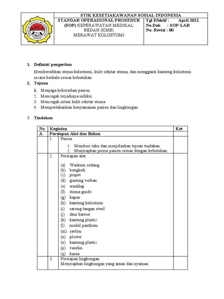 SOP KMB-merawat Kolostomi | PDF