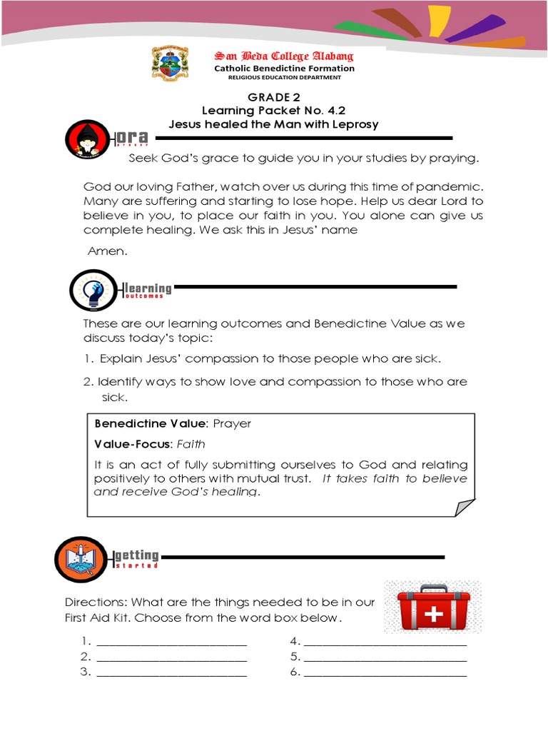 GR 2 Learning Packet 4.2 Jesus Healed The Man With Leprosypdf | PDF ...