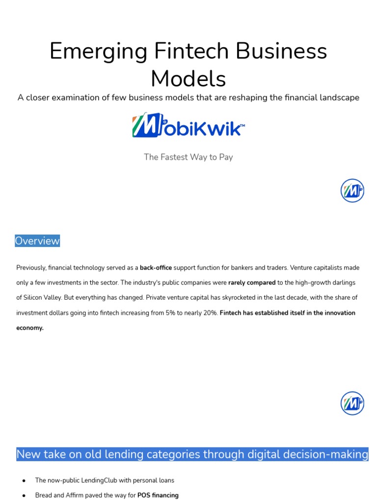Fintech Business Models | PDF | Finance & Money Management | Financial ...
