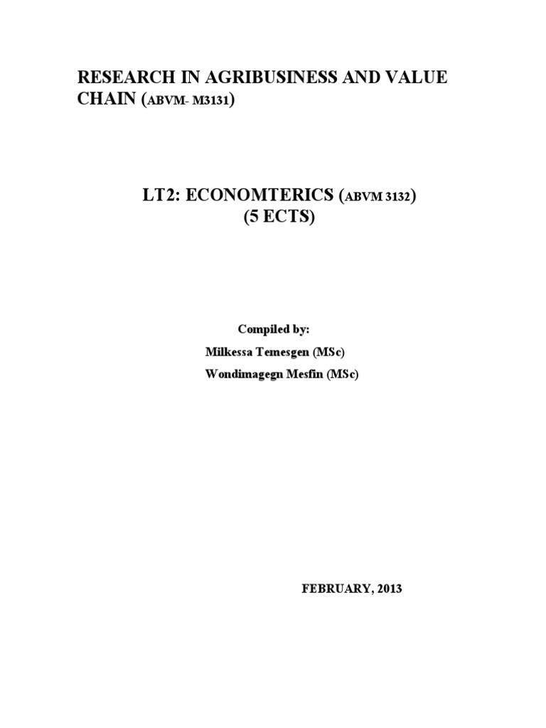 Analysis of an Econometrics Learning Task Document on Fundamental Concepts, Correlation ...