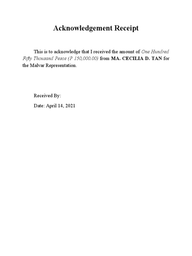 Acknowledgement Receipt | PDF