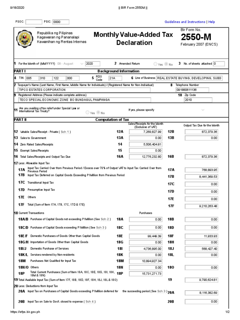 Monthly Value-Added Tax Declaration | PDF | Value Added Tax | Taxes