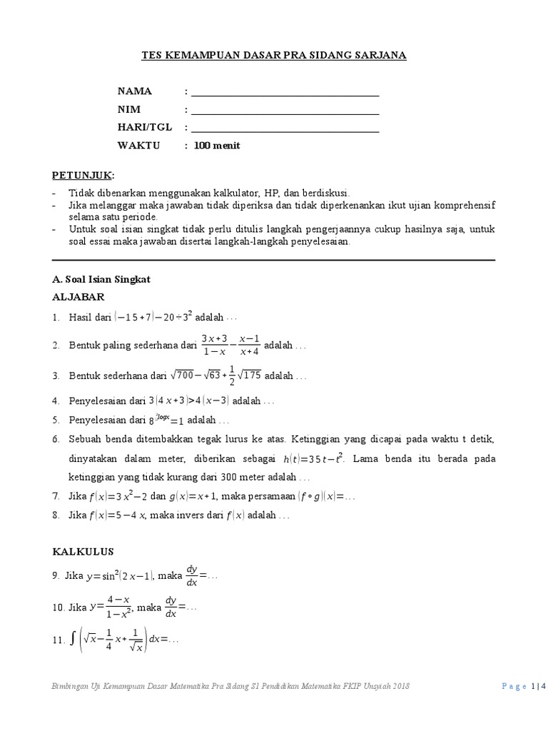 17 Soal Kompre - Jul 18 - Utk Bimbingan | PDF
