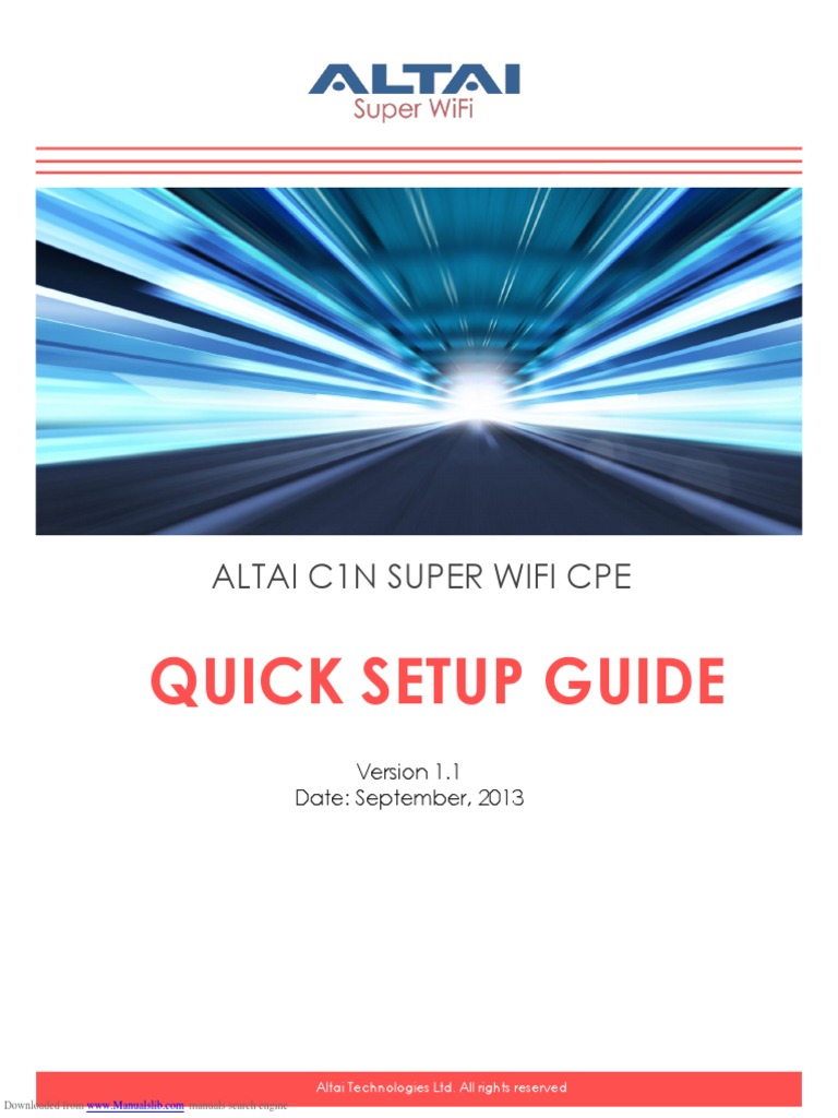 Quick Setup Guide: Altai C1N Super Wifi Cpe | PDF | Wireless Lan ...
