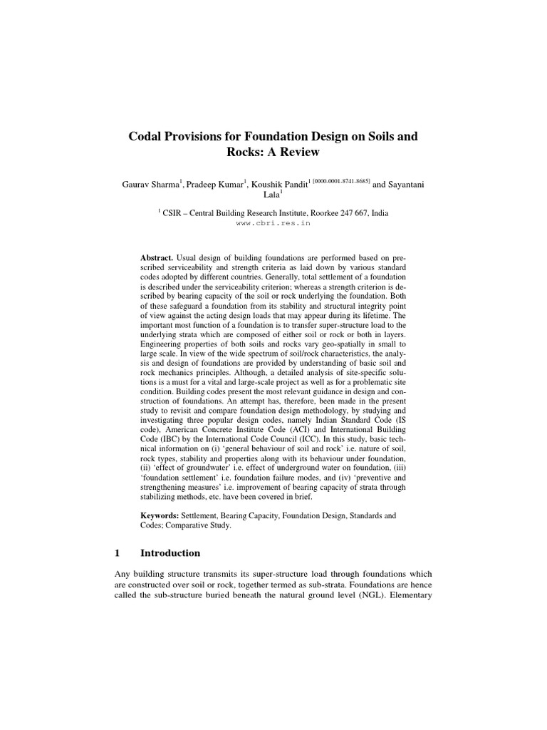 Codal Provisions for Foundation Design | PDF | Foundation (Engineering) | Concrete