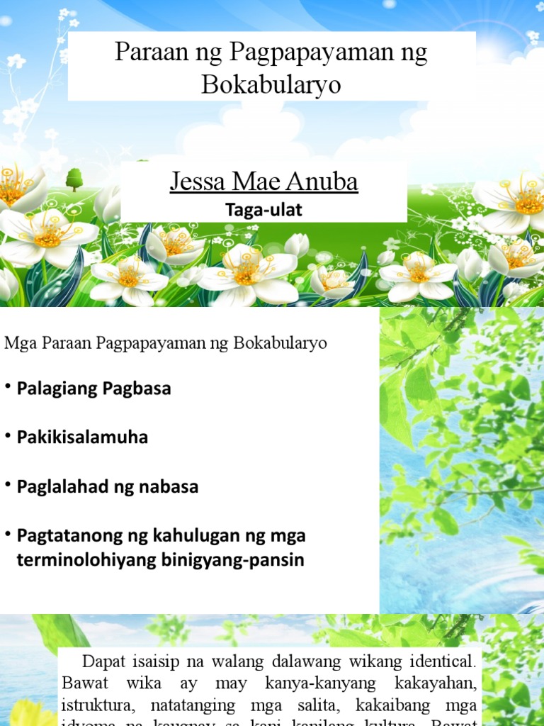 Anuba - PARAAN NG PAGPAPAYAMAN NG BOKABULARYO | PDF
