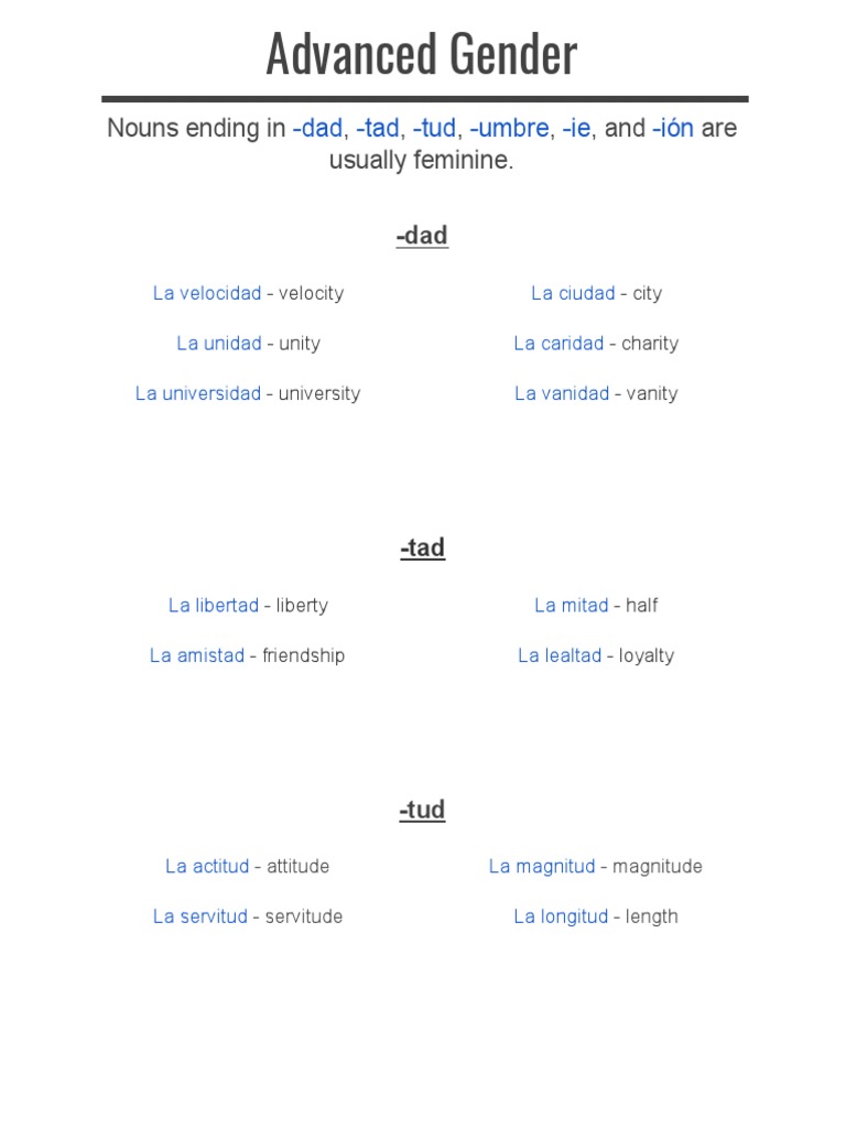 Advanced Gender Worksheet | PDF