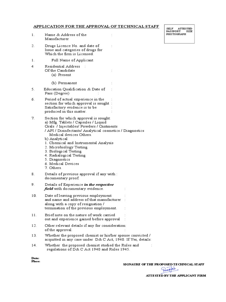 Technical Staff Approval Application Form | PDF | Technology & Engineering