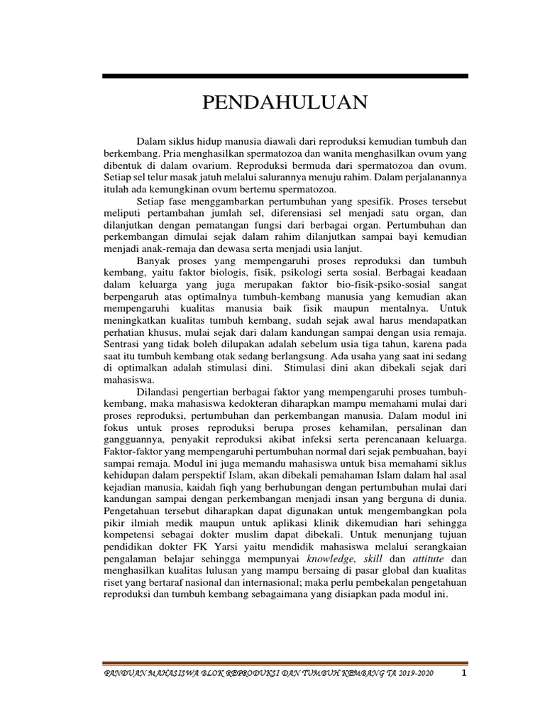 1.3. Isi Panduan Mahasiswa Blok Reproduksi Dan Tumbuh Kembang TA 2019 ...
