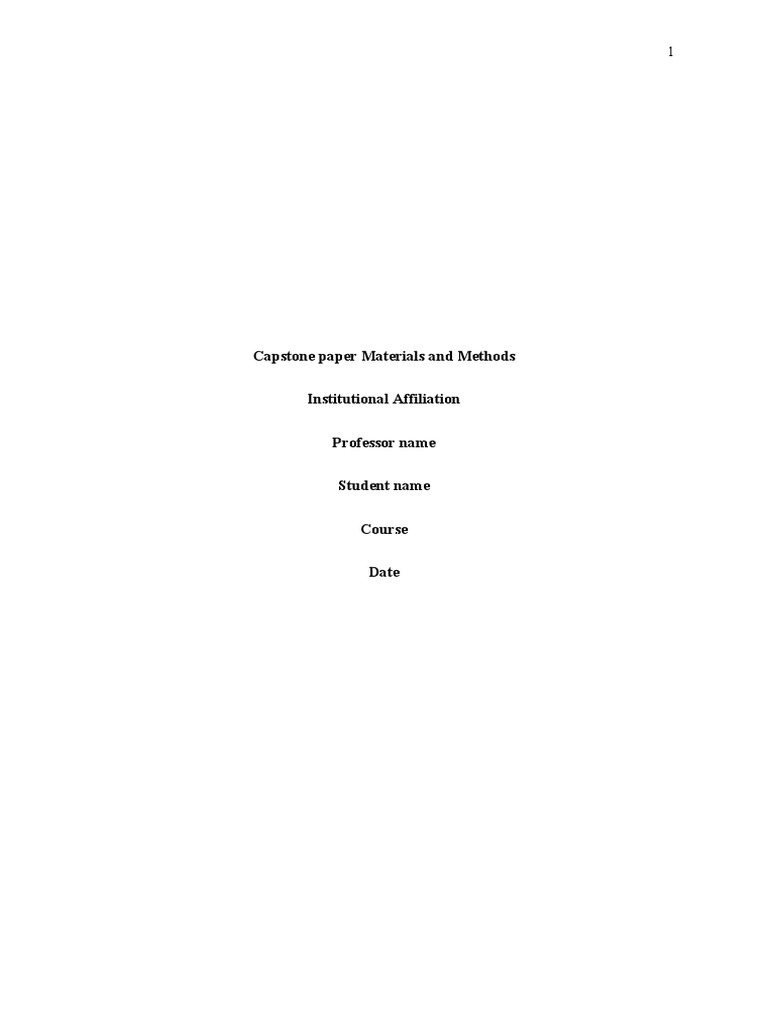 Capstone Paper Materials and Methods | PDF | Questionnaire ...