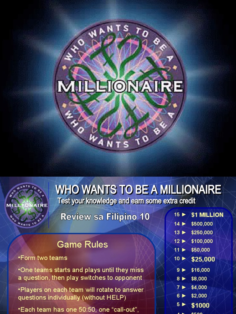 Who Wants to Be a Millionaire: A Game of Literature-Based Questions ...