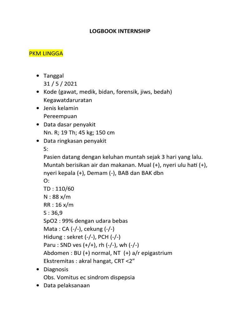 Logbook Internship | PDF