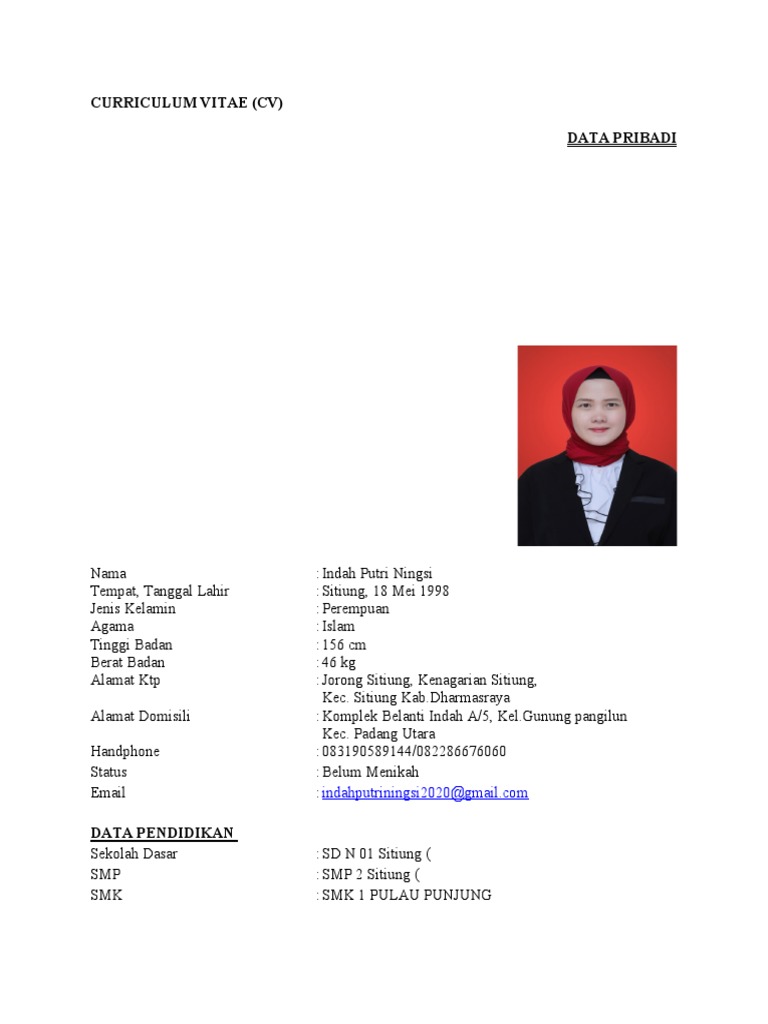 CV Indah | PDF
