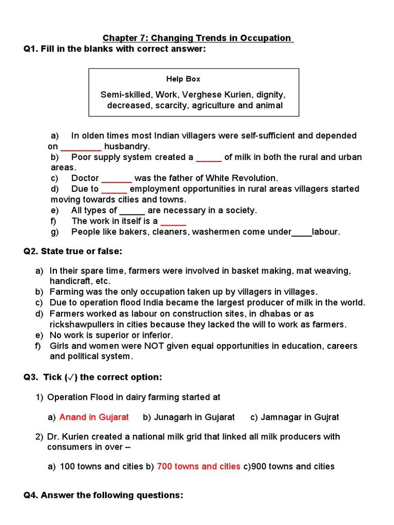 Worksheet Chapter - 7 | PDF | Food Industry | Agriculture