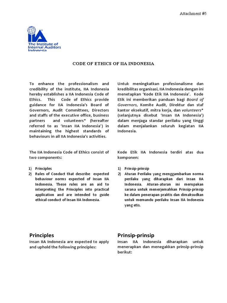 Att5-Code of Ethics IIA Indonesia | PDF