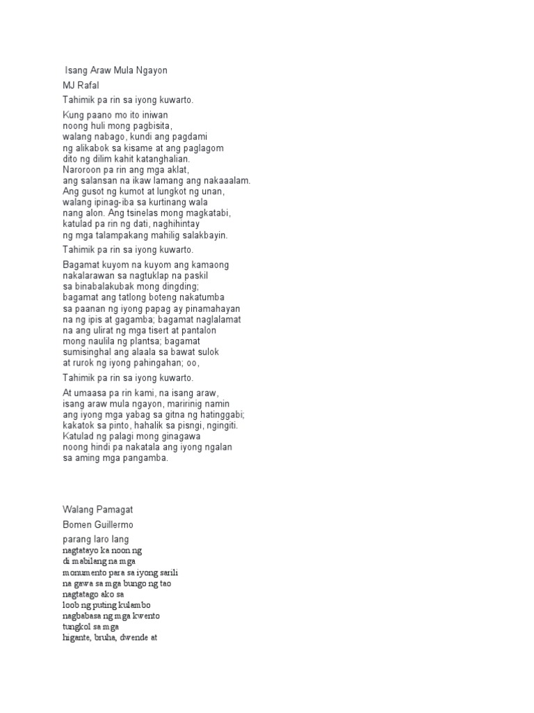 Walang Lugar - Joseph de Luna Saguid | PDF