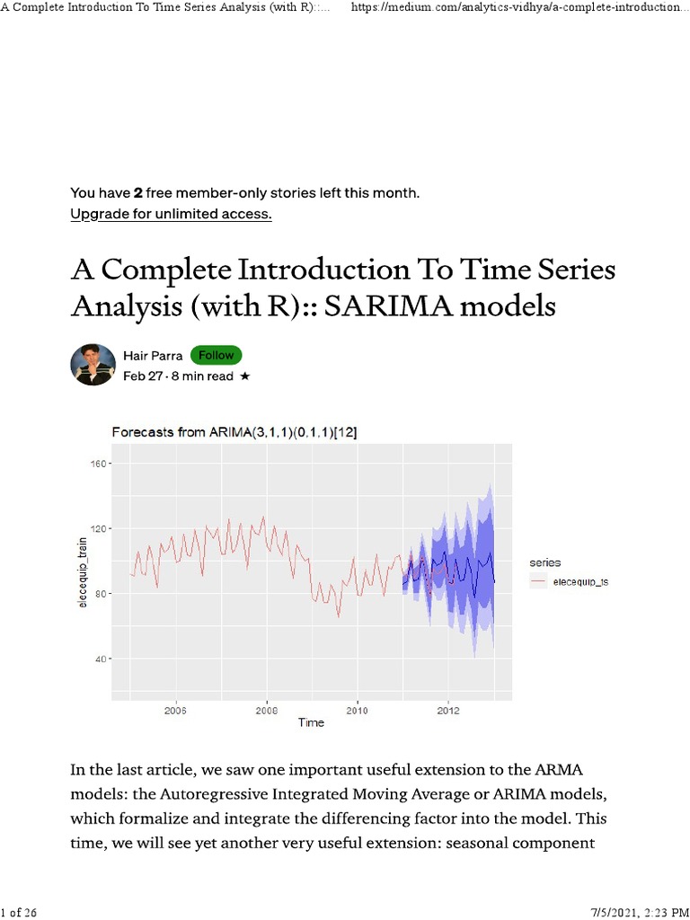 A Complete Introduction To Time Series Analysis (With R) - SARIMA Models | PDF | P Value ...