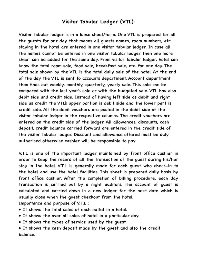 Visitors Tabular Ledger & Guest Weekly Bill | PDF | Debits And Credits ...