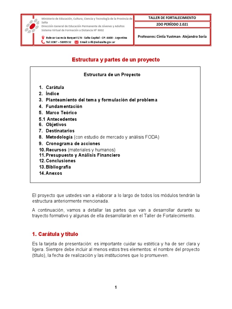 Estructura y Partes de Un Proyecto | PDF | Análisis FODA