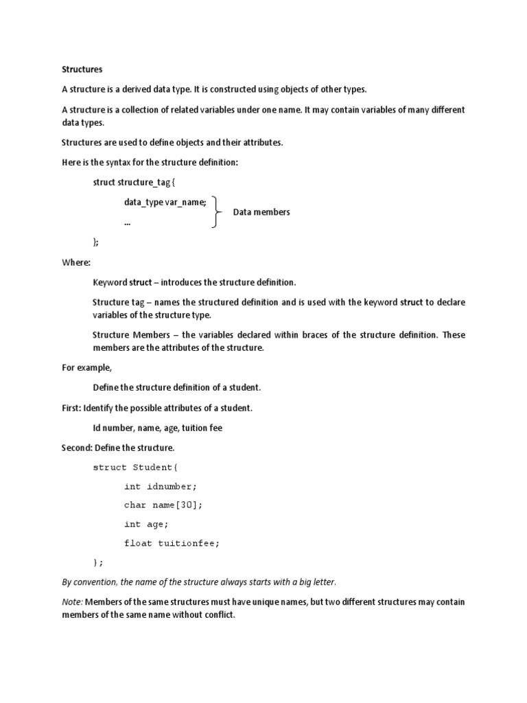 Structures: by Convention, The Name of The Structure Always Starts With ...