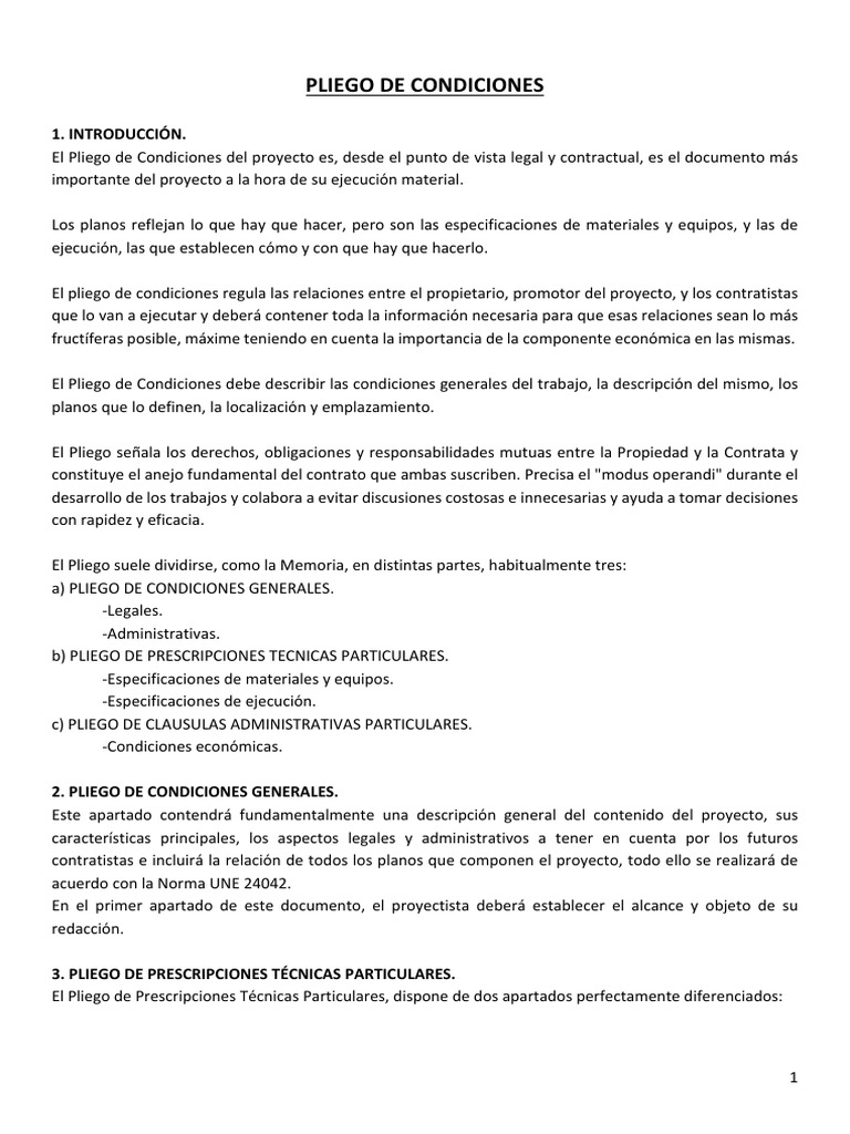 Pliego de Condiciones | PDF