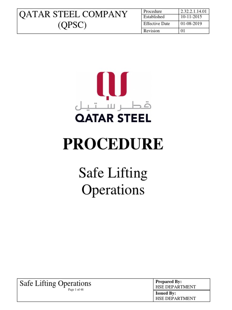 Safe Lifting Procedure | PDF | Crane (Machine) | Forklift