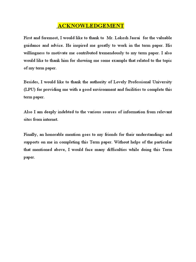 ACKNOWLEDGEMENT | PDF | Employee Retention | Industrial And ...