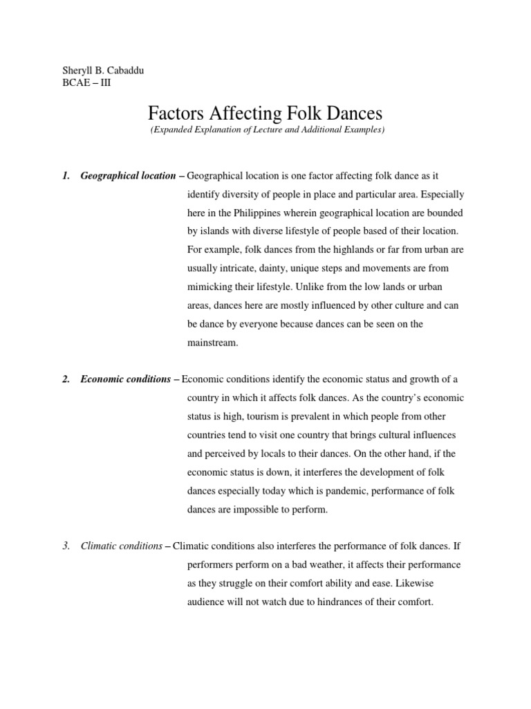 Factors Affecting Folk Dance | PDF | Dances | Folk Music