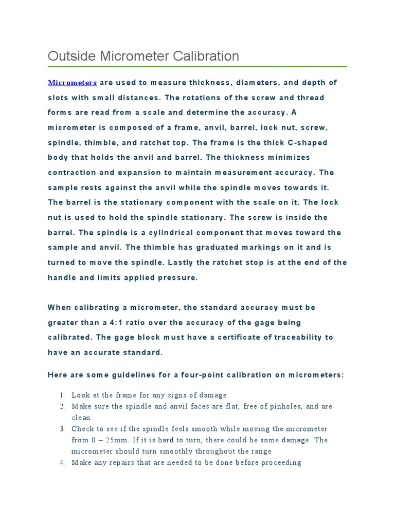 Micrometer Calibration | Download Free PDF | Calibration | Tools