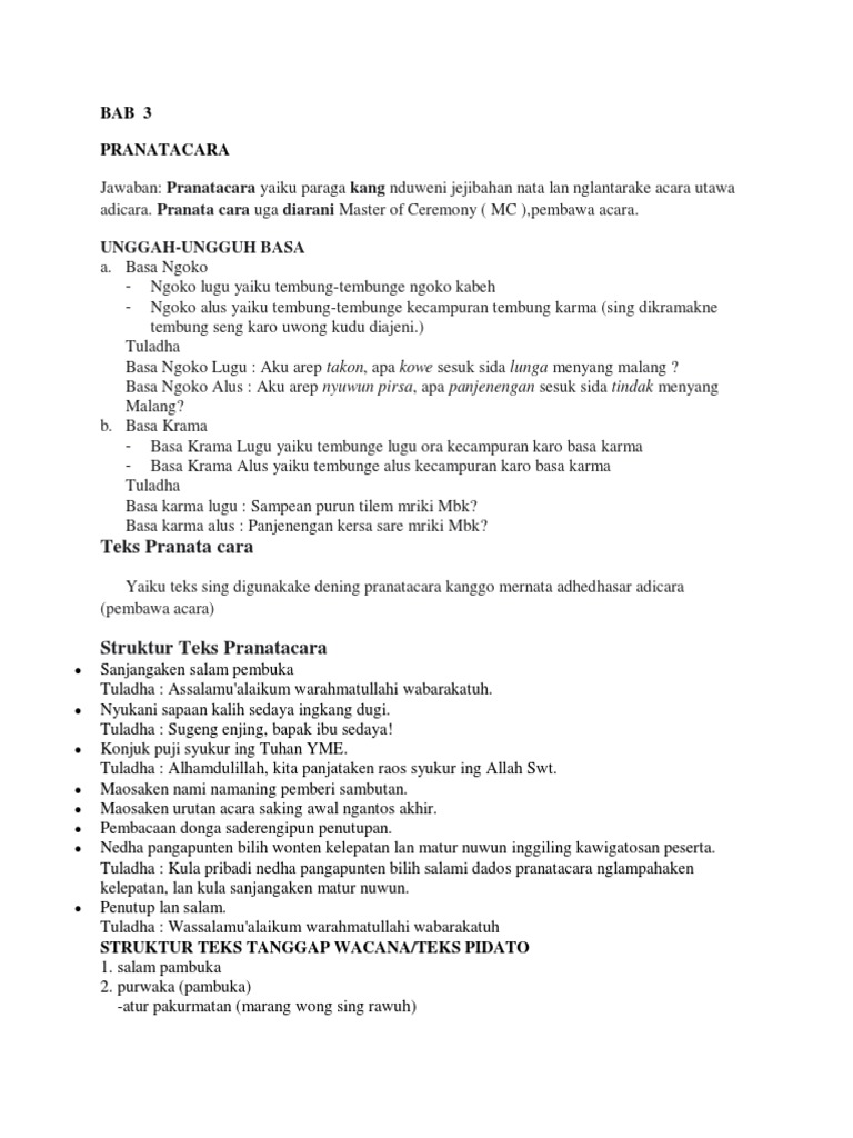 Bab 3 Pranatacara | PDF