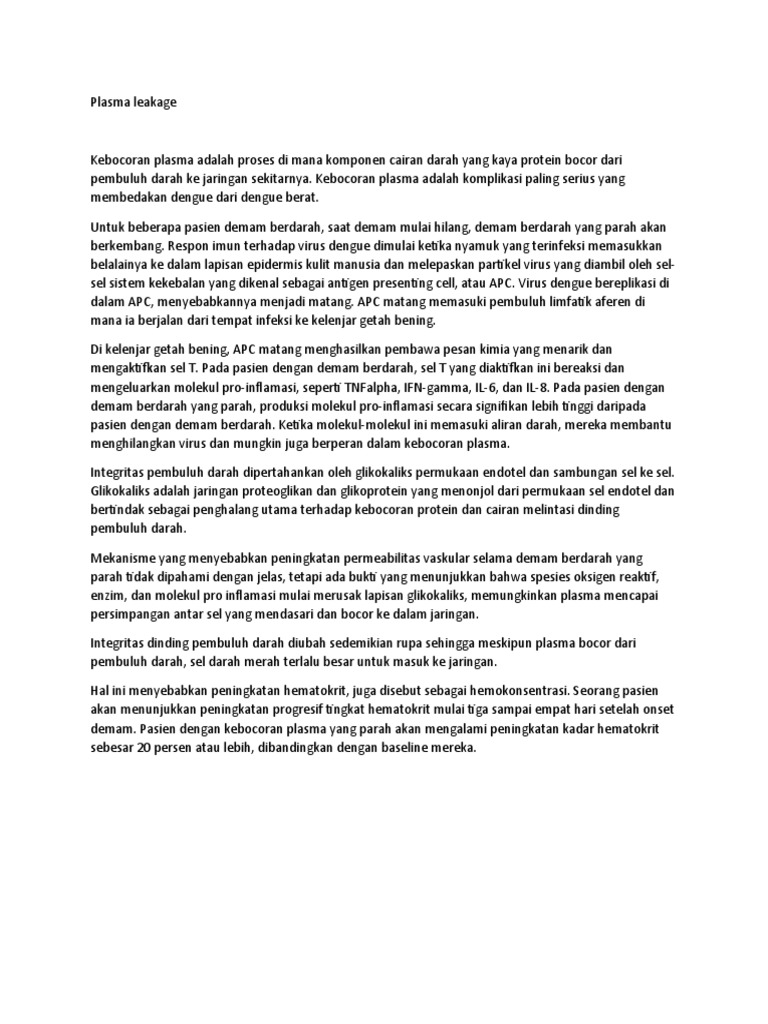 Plasma Leakage | PDF