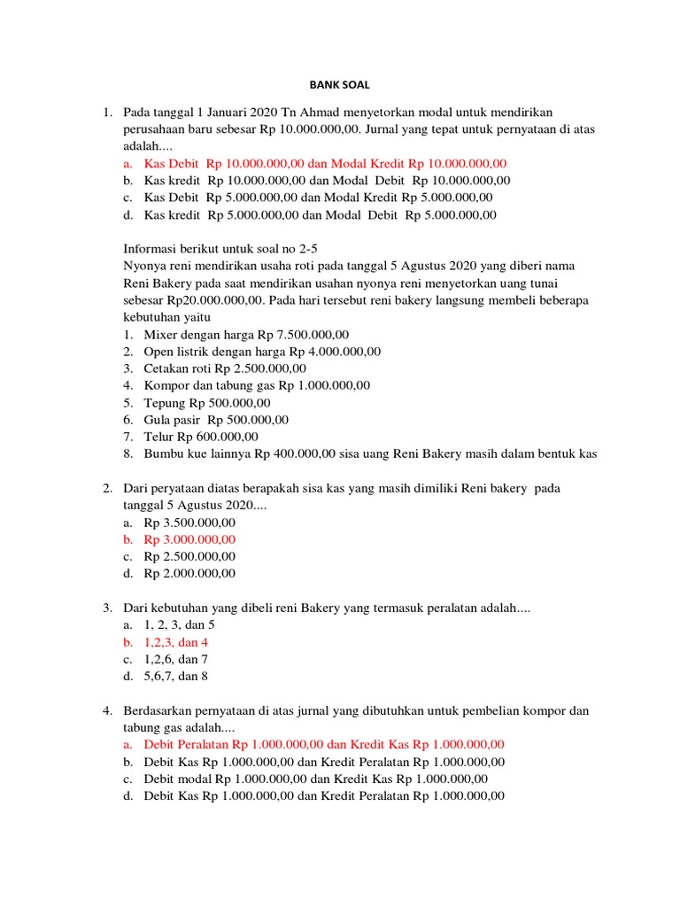 Bank Soal Accounting Challenge Balance 2020 | PDF