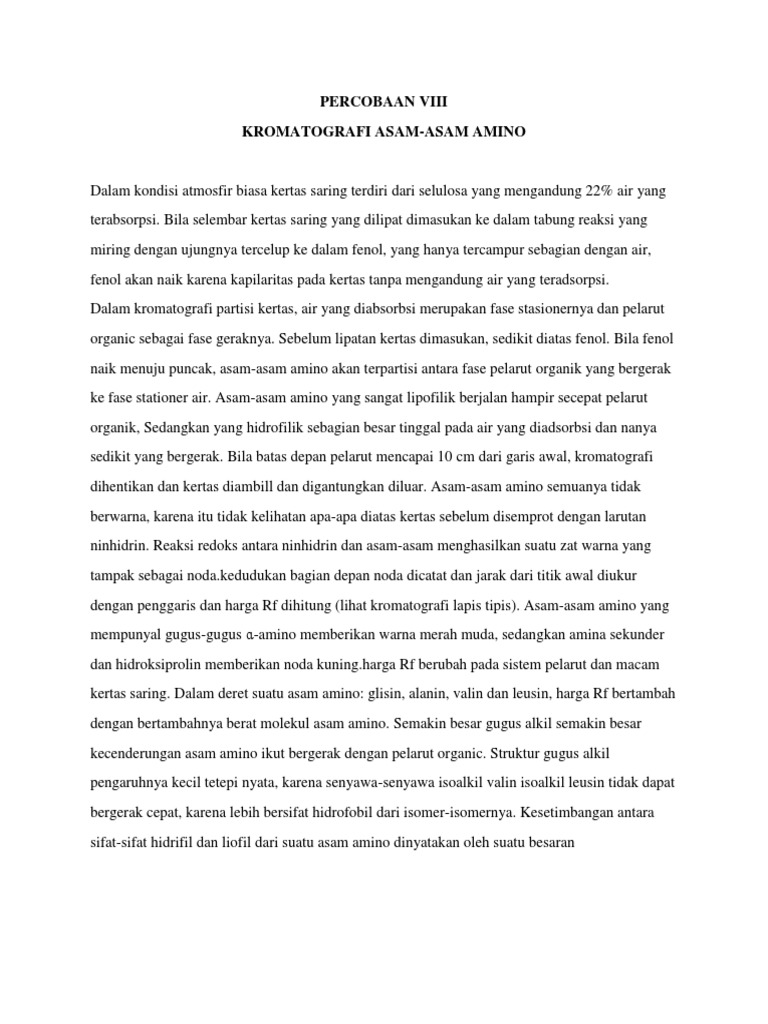Perc. Viii-Kromatografi Asam-Asam Amino | PDF